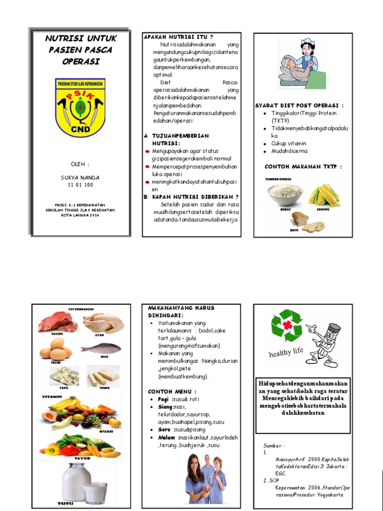Leaflet Nutrisi Post Op | PDF | Pengembangan Diri | Sains & Matematika