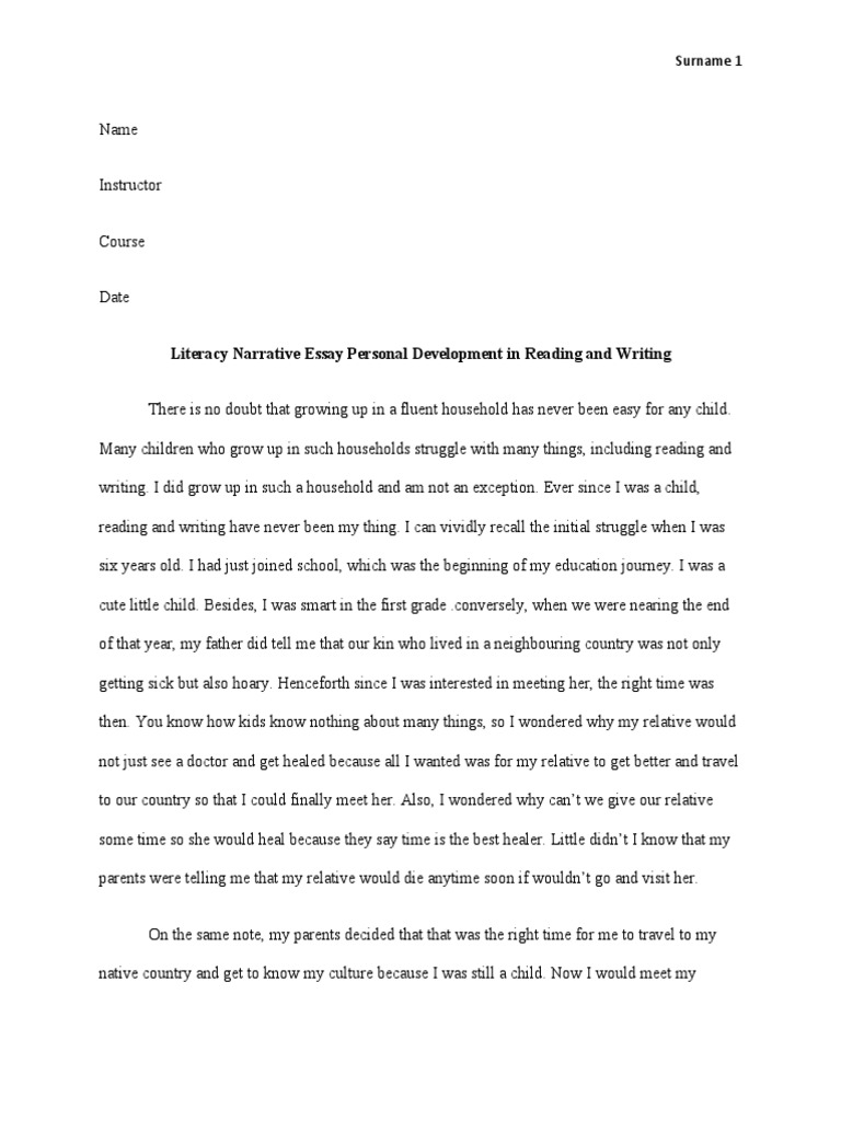 Literacy Narrative Essay | PDF | Literacy | Essays