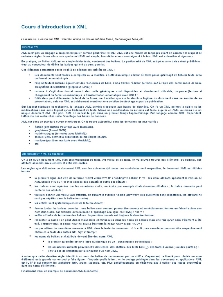 Cours XML Srt4 | PDF | XML | Langage de balisage