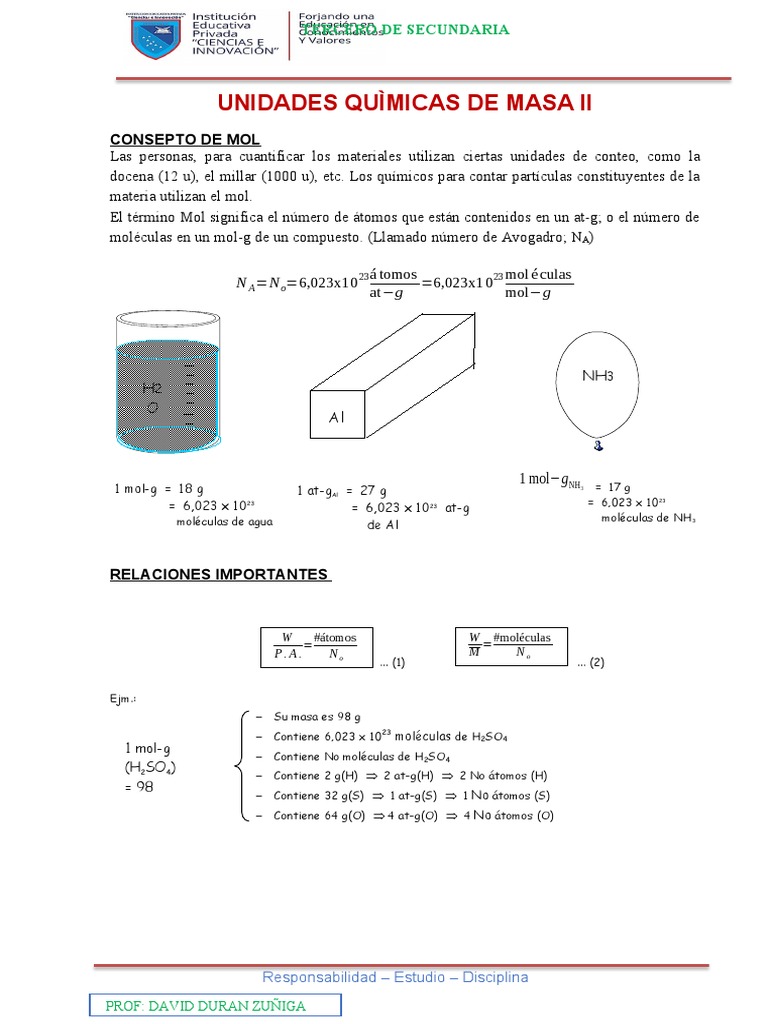 Unidades Quìmicas de Masa Ii | PDF | Química | Mole (Unidad)