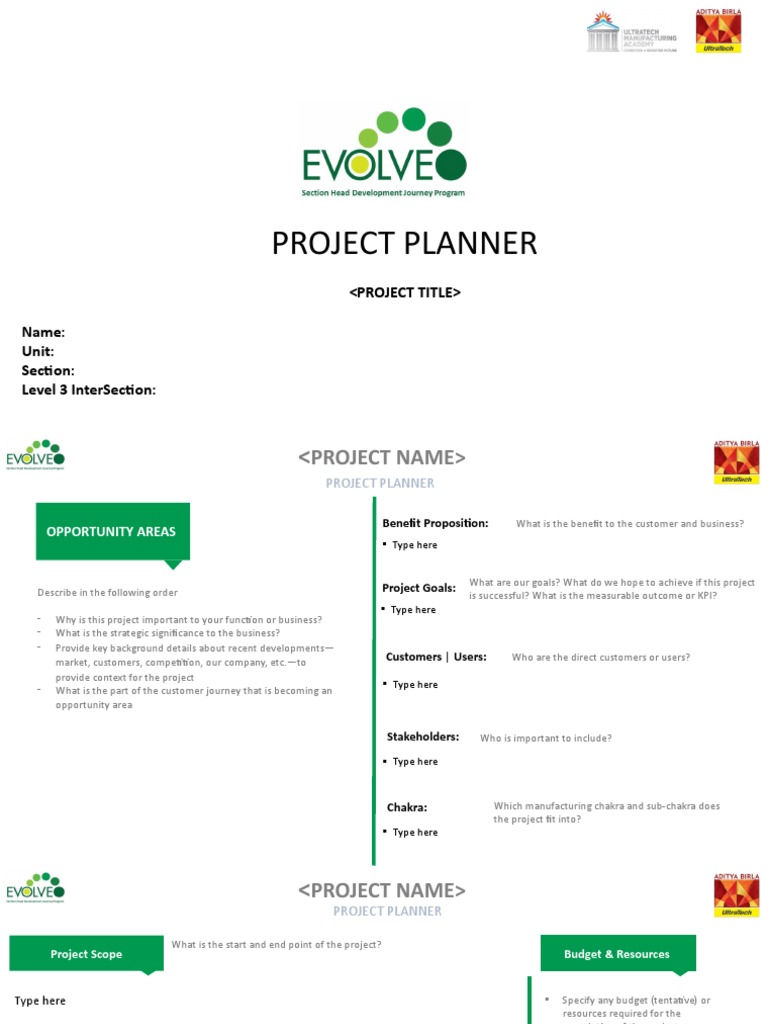 Evolve - Level 3 - Project Planner - Your Name | PDF | Evaluation ...