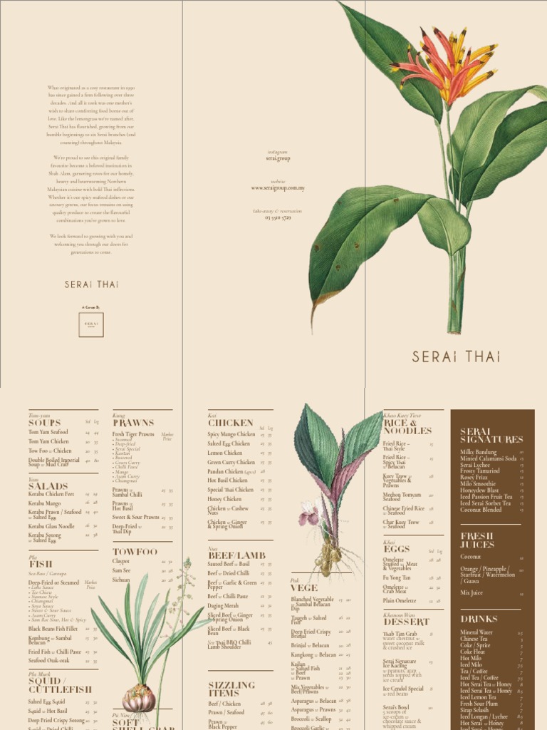 Serai Thai Restaurant Menu Overview | PDF | Thai Cuisine | Asian Cuisine