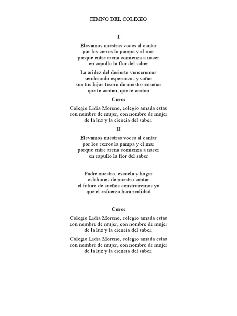 Himno Del Colegio | PDF