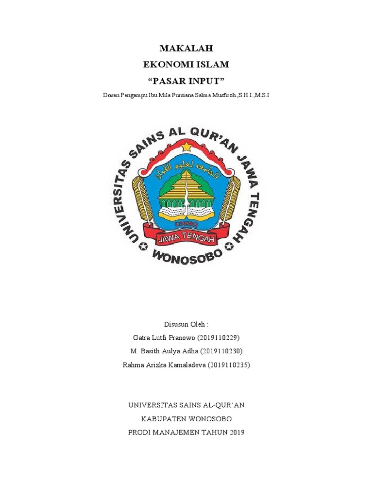 MAKALAH Pasar Input | PDF