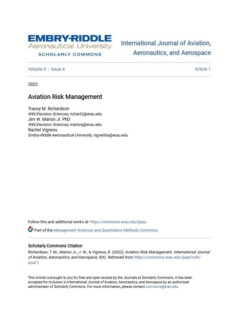 Aviation Risk Management | PDF | Risk | Risk Management