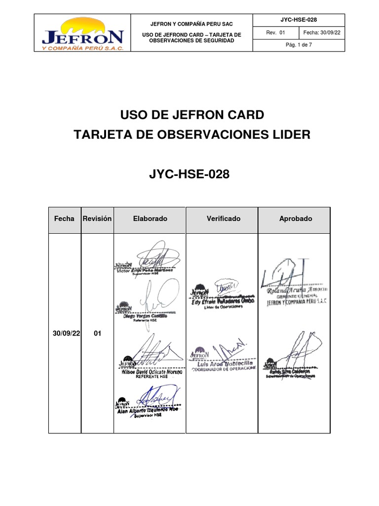 Uso de JEFRON Card en Seguridad Laboral | PDF | Negocios | Tecnología