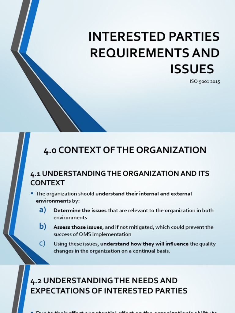 Interested Parties Requirements and Issues | PDF | Quality Management ...