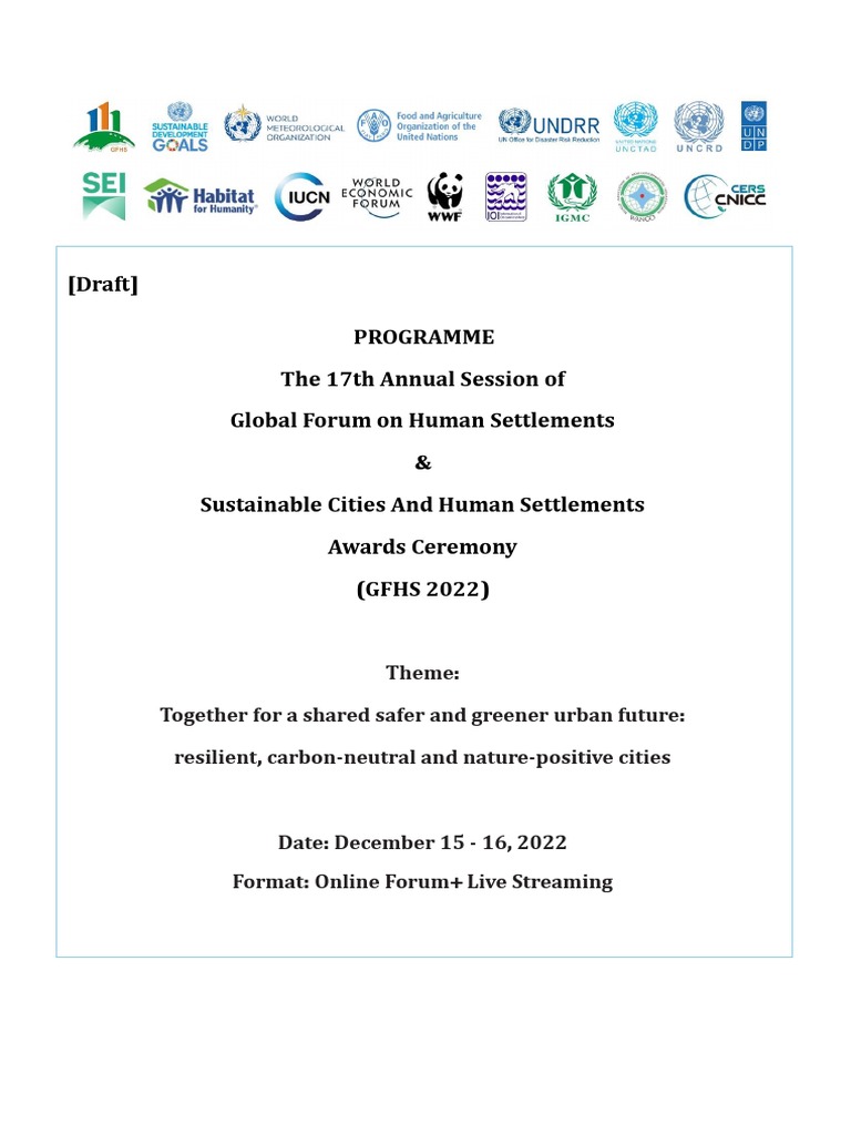 GFHS 2022: Sustainable Cities Forum & Awards | PDF | International ...