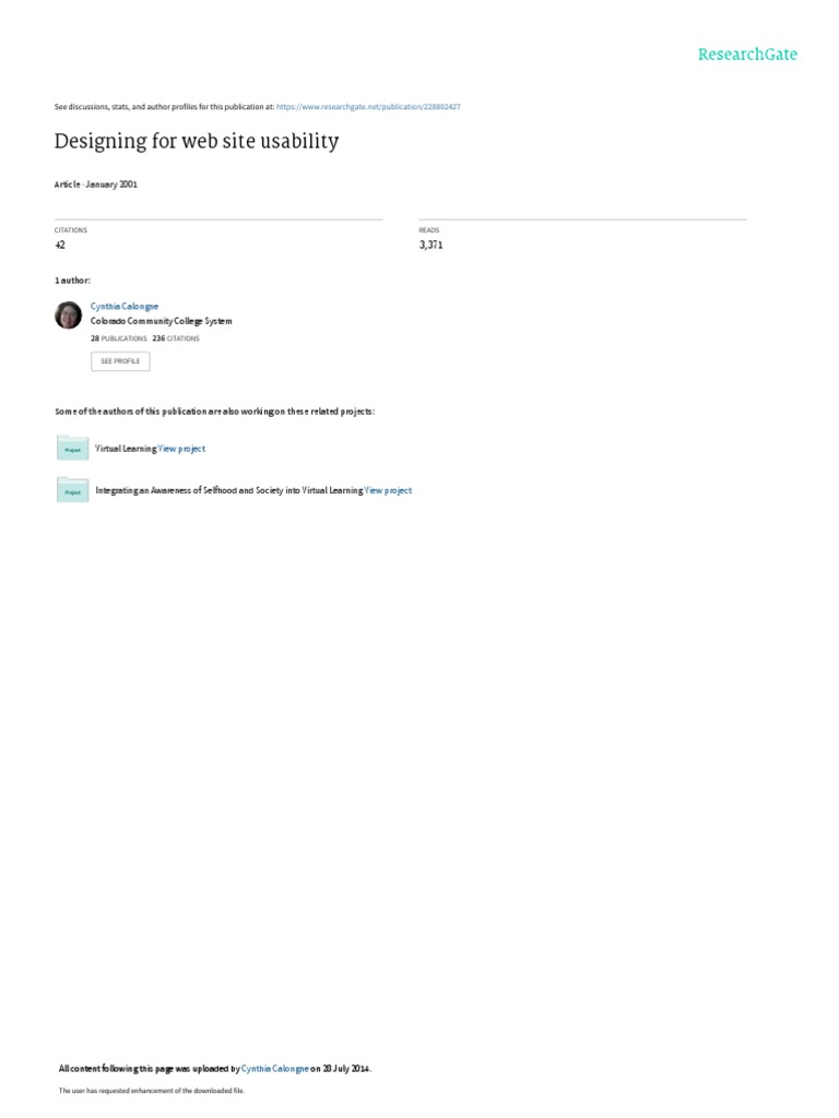 Designing For Web Site Usability | PDF | Usability | World Wide Web