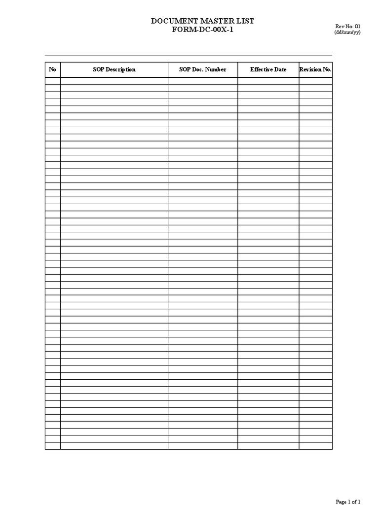 Document Master List | PDF