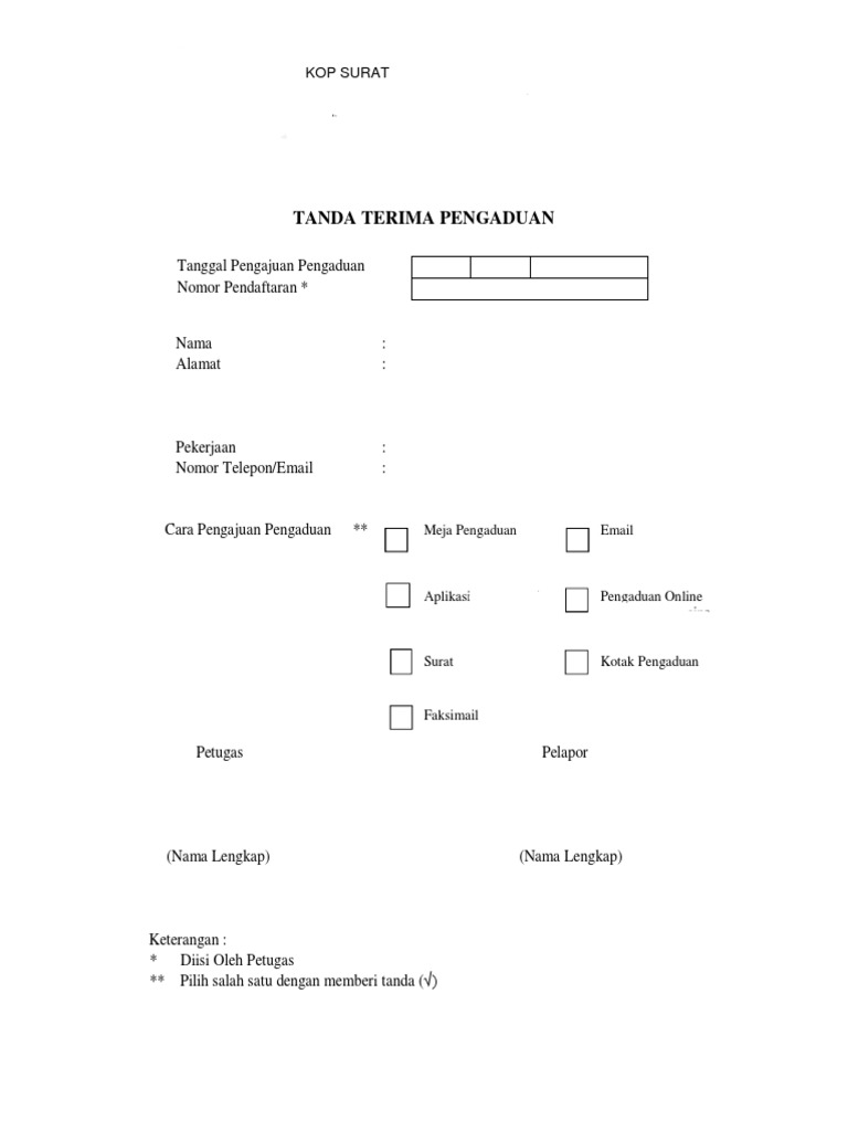 Form Penerimaan Pengaduan | PDF