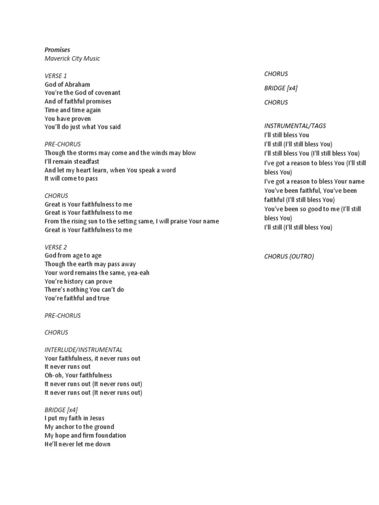 Promises by Maverick City Lyrics | PDF