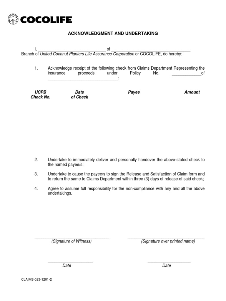 Acknowledgement and Undertaking | PDF