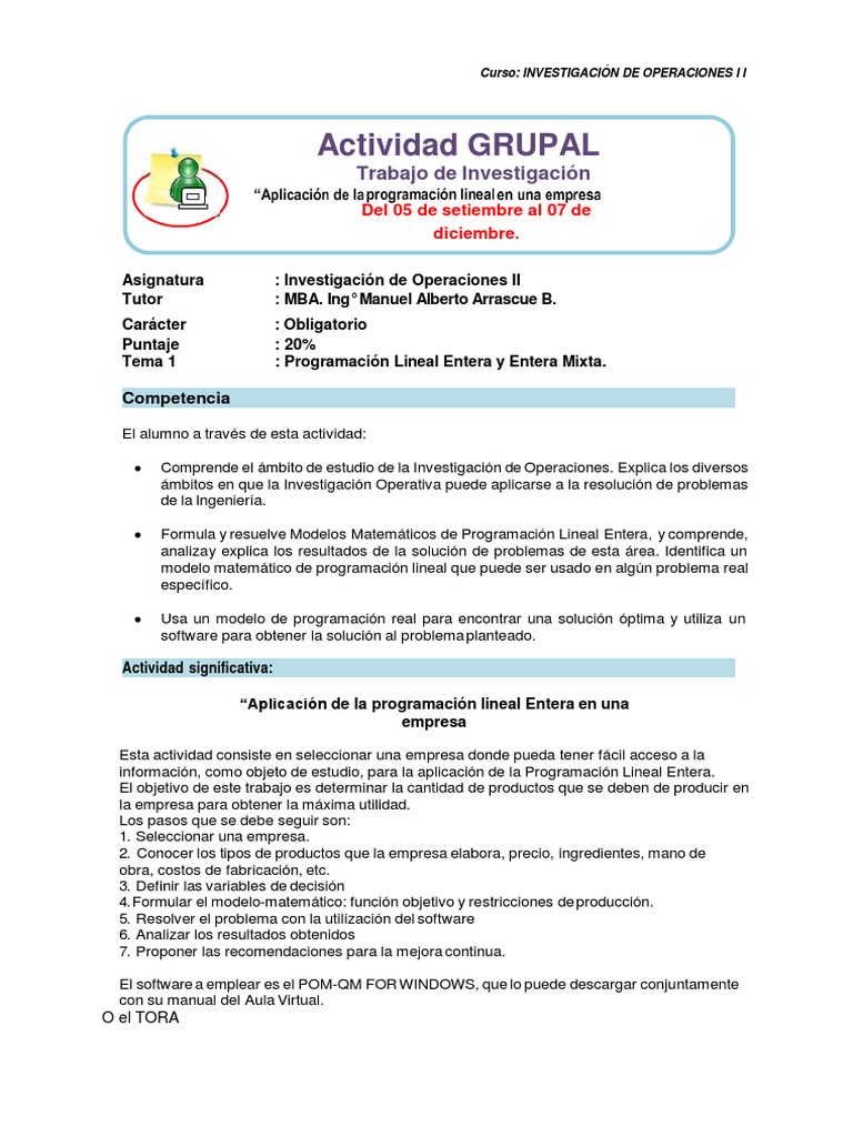 Guía Del Producto Académico - INVOPE 2022-II | PDF | Programación lineal | Software