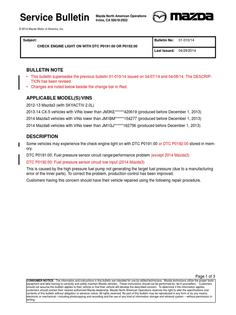 Check Engine Light On With DTC P019100 or P019200 | PDF | Transport ...