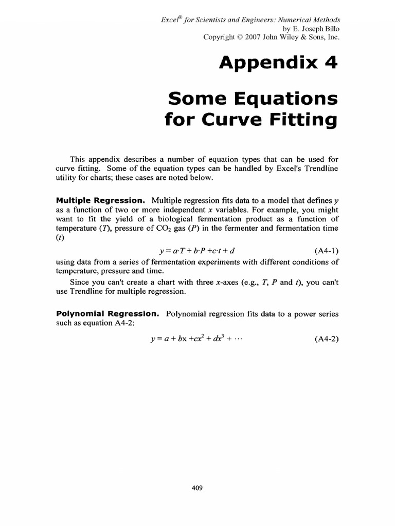 Excel For Scientists and Engineers - 2006 - Billo - Appendix 4 Some ... Excel For Scientists and Engineers - 2006 - Billo - Appendix 4 Some ...
