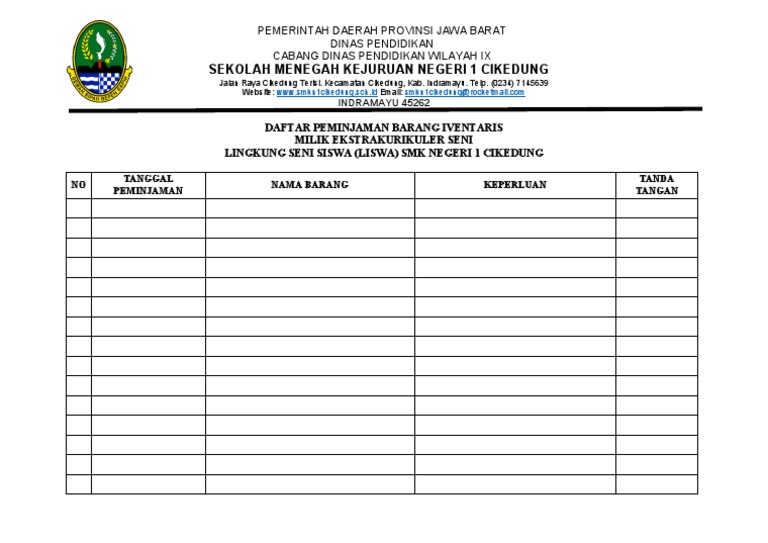 Format Peminjaman Barang | PDF