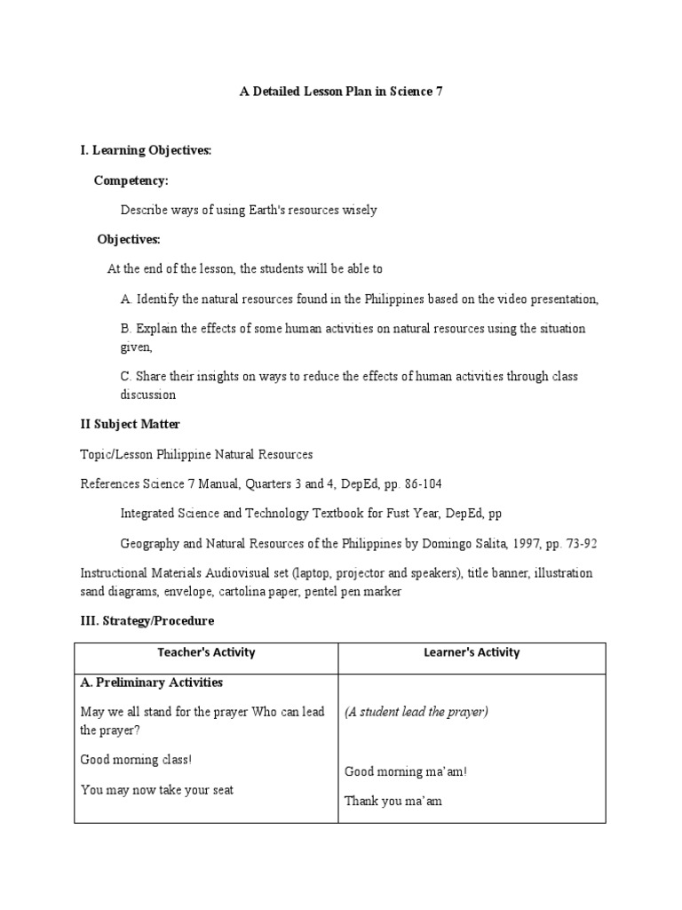 Lesson Plan in Grade 7 Science | PDF | Oil | Minerals