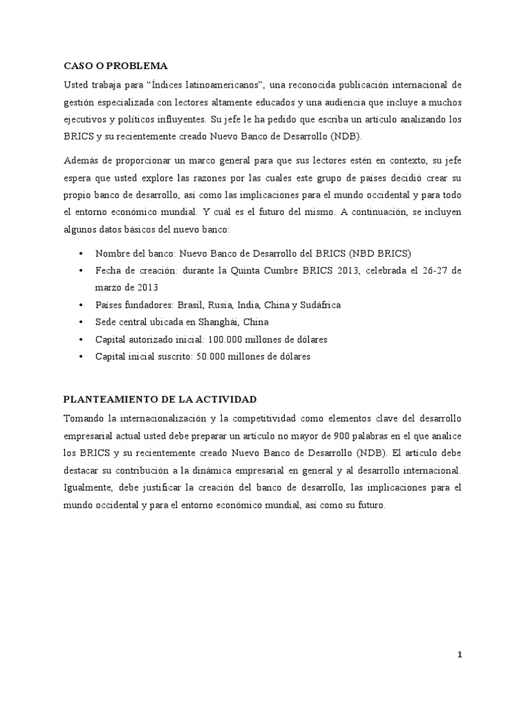 Análisis del NBD BRICS y su Impacto Global | PDF | Economias