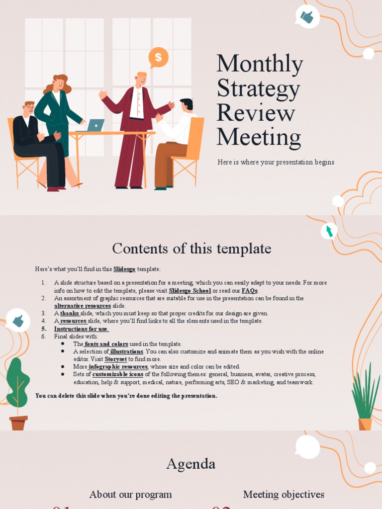 Monthly Strategy Review Meeting by Slidesgo | PDF | Planets | Saturn