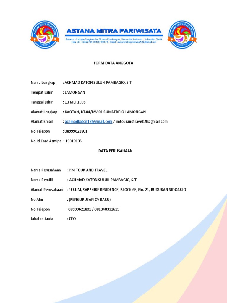 Form Data Anggota | PDF