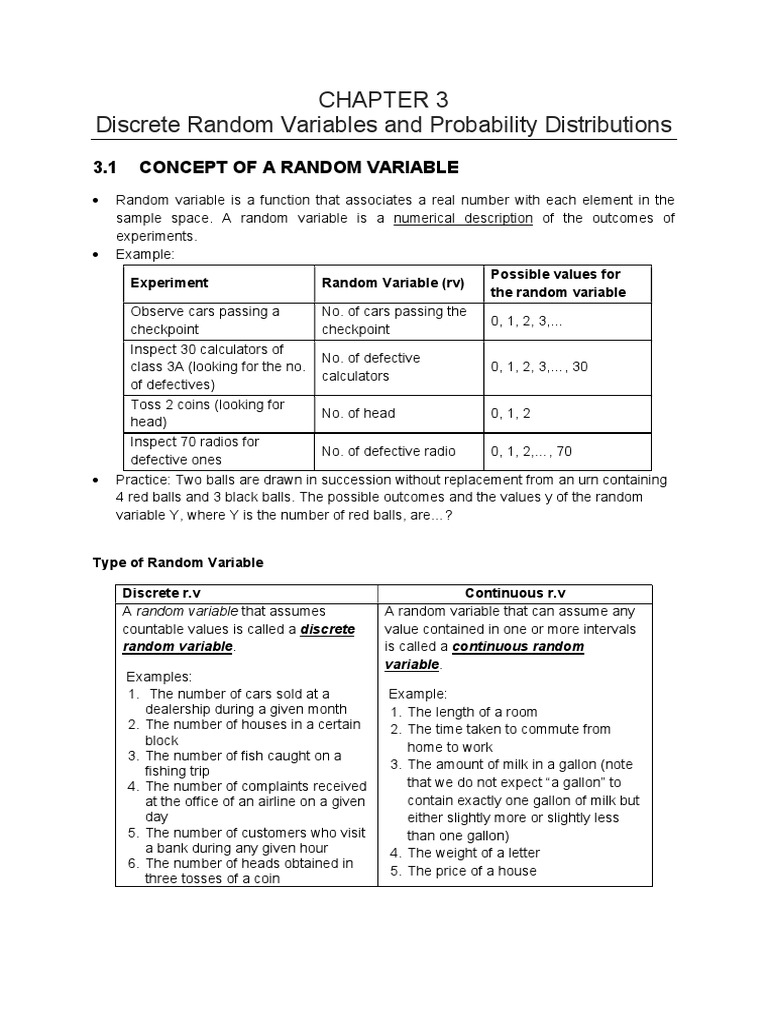 Chapter 3 | PDF | Probability Distribution | Random Variable