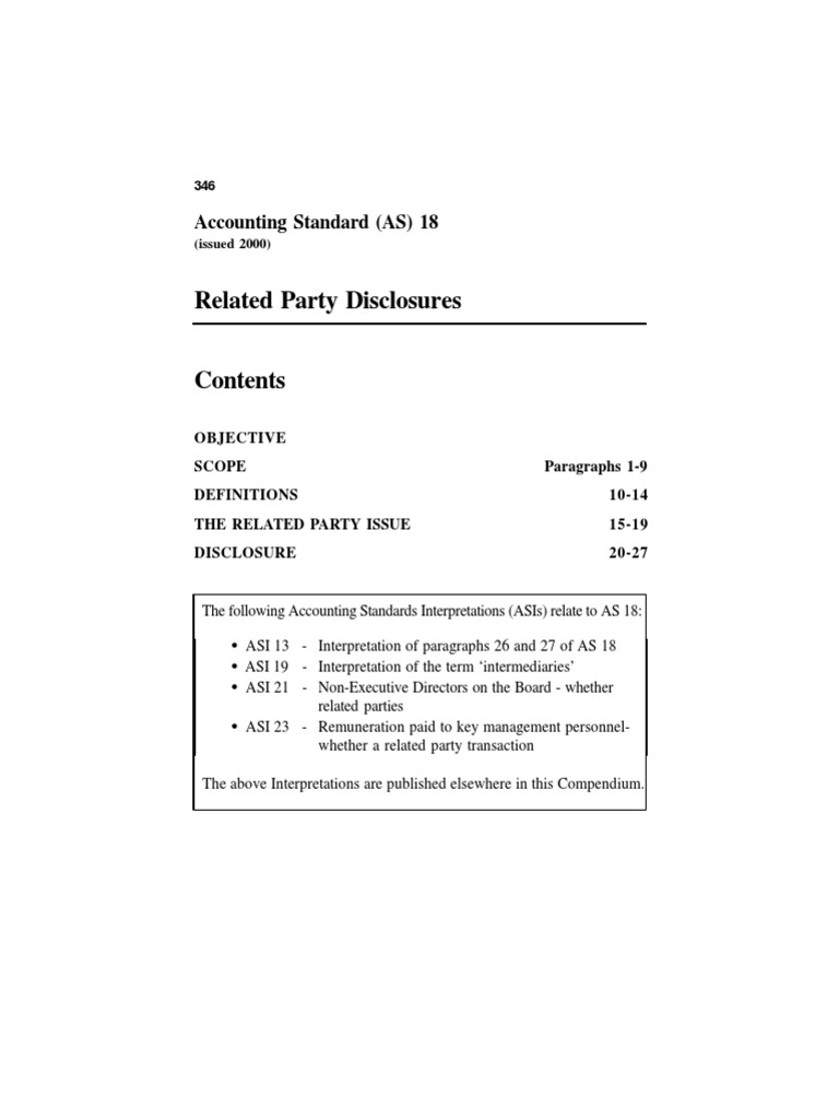 Related Party Disclosures: Accounting Standard (AS) 18 | Download Free ...