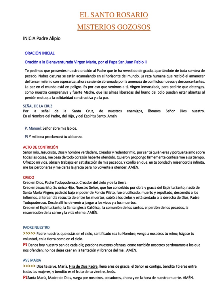 Misterio Gozosos | PDF | María, madre de Jesús | orador del Señor