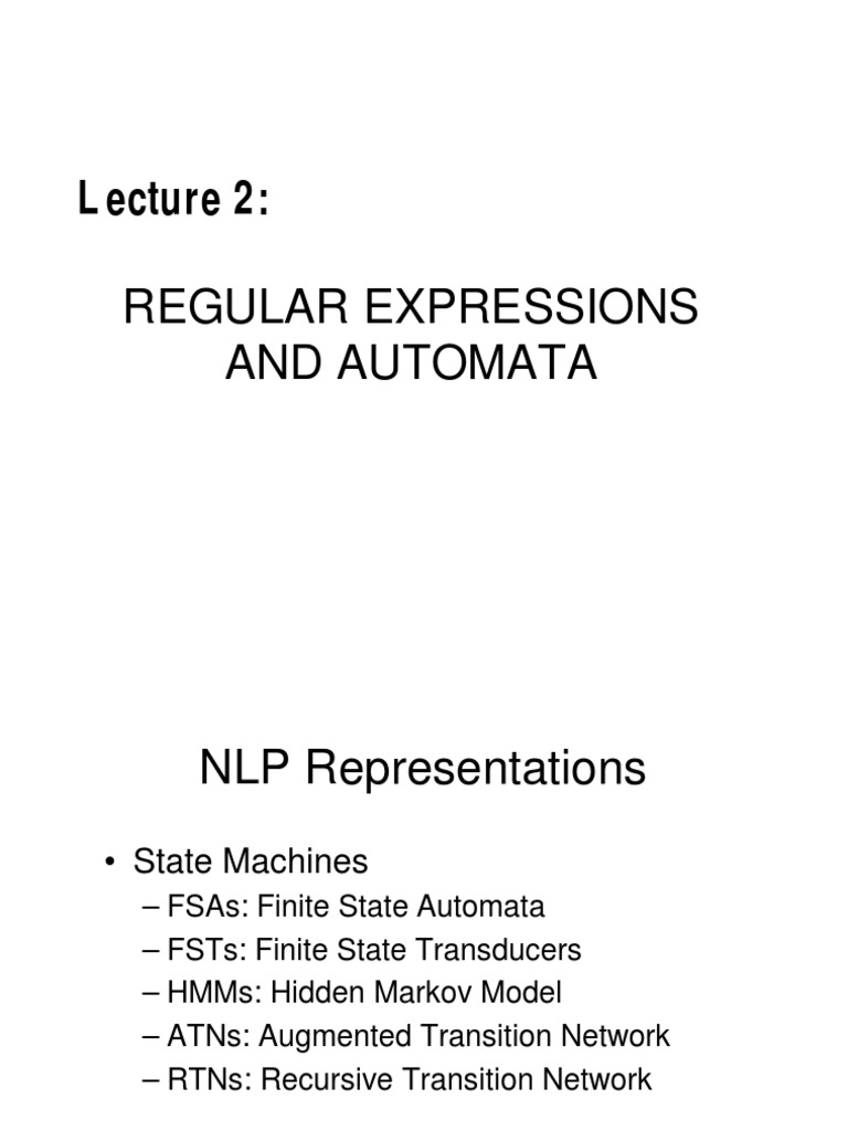 Lect#2 RegularExprAndAutomata | Download Free PDF | Mathematical Logic | Theoretical Computer ...