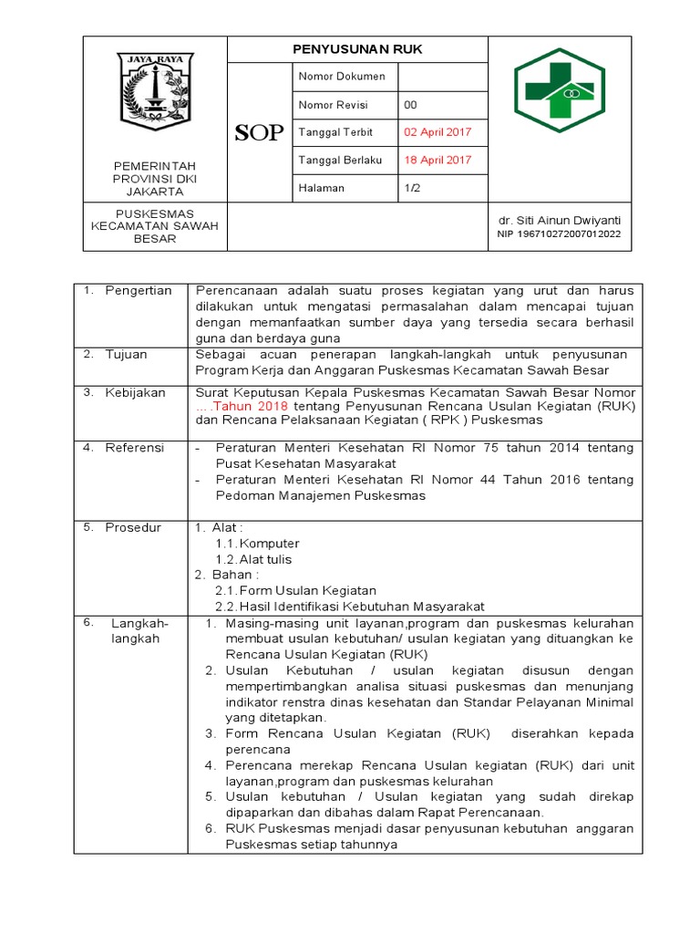 REVISI SOP Penyusunan RUK | PDF | Bisnis