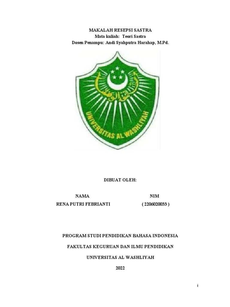 Makalah - Resepsi - Sastra Rena | PDF