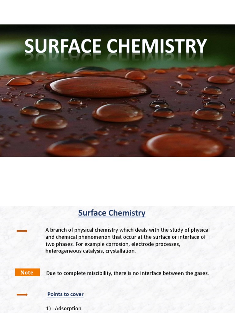 Surface Chemistry Notes | PDF | Adsorption | Catalysis