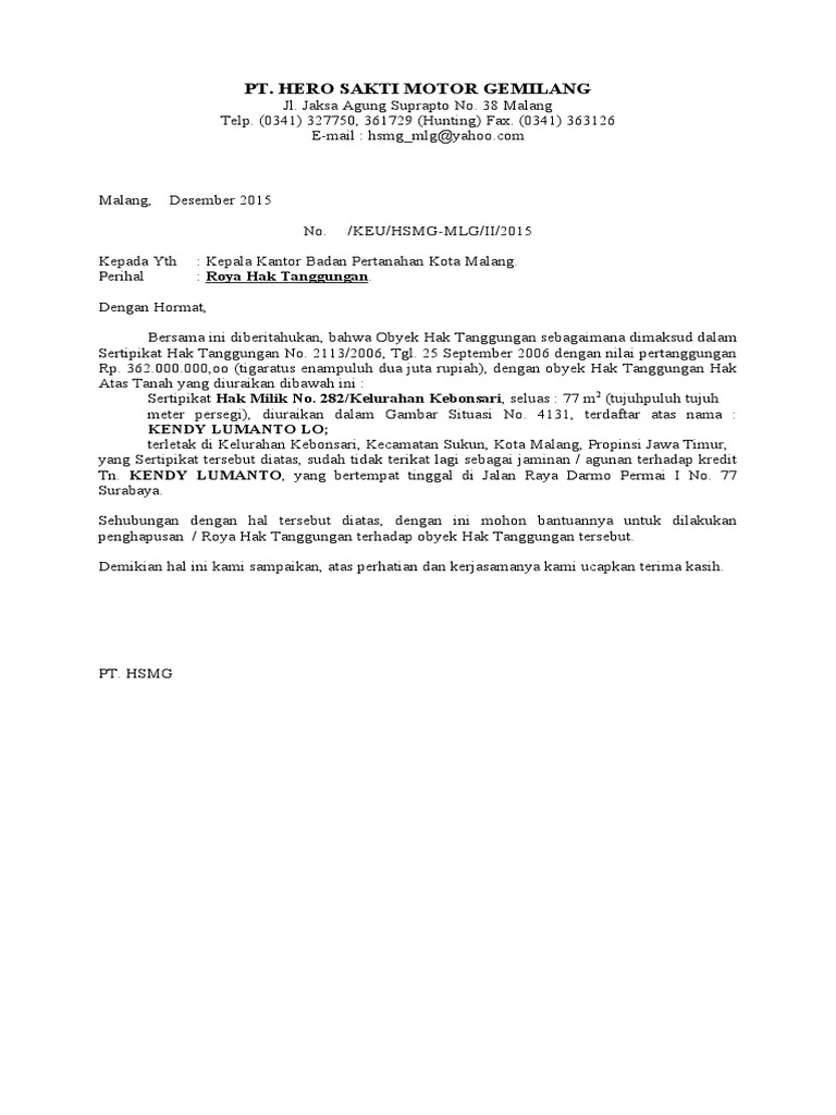 Surat Roya Kendy Lumanto | PDF