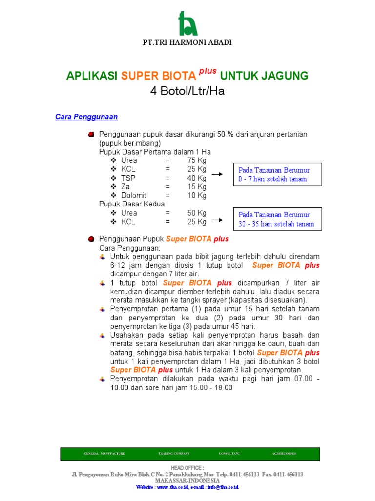 ANALISA - TANI - JAGUNG - BIOTA Plus | PDF