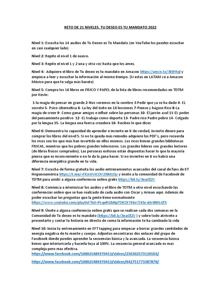 Reto de 21 Niveles TDTM | PDF