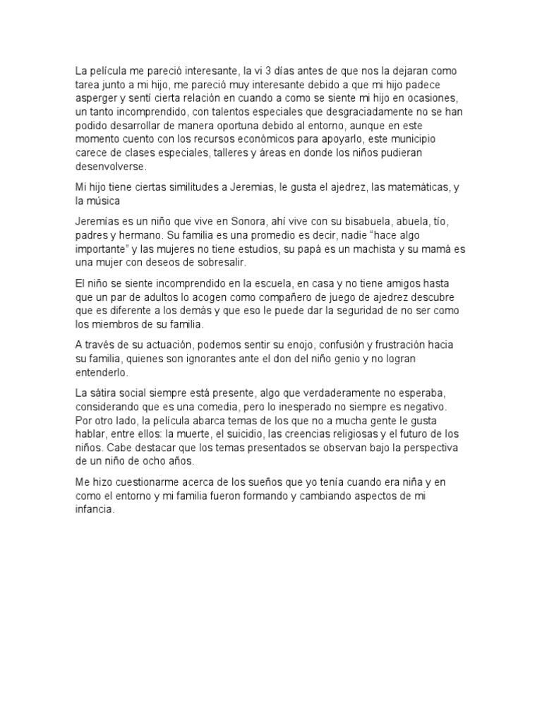 Analisis Pelicula Jeremias | PDF