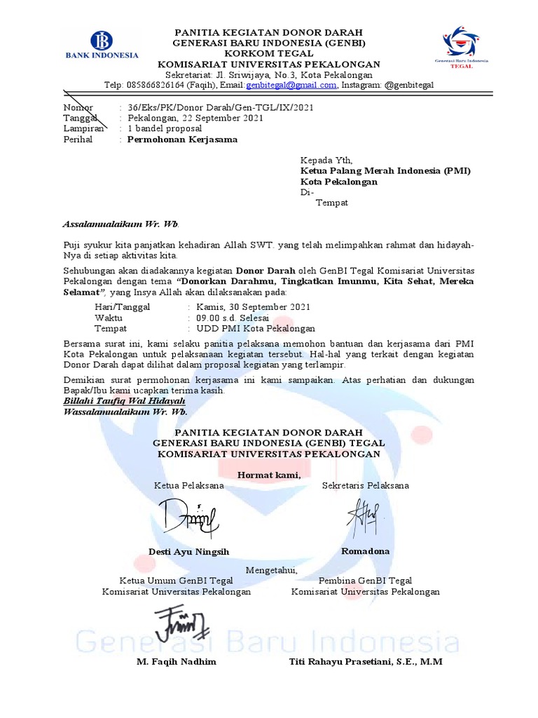 Permohonan Kerjasama Donor Darah PMI | PDF | Kesehatan Holistik
