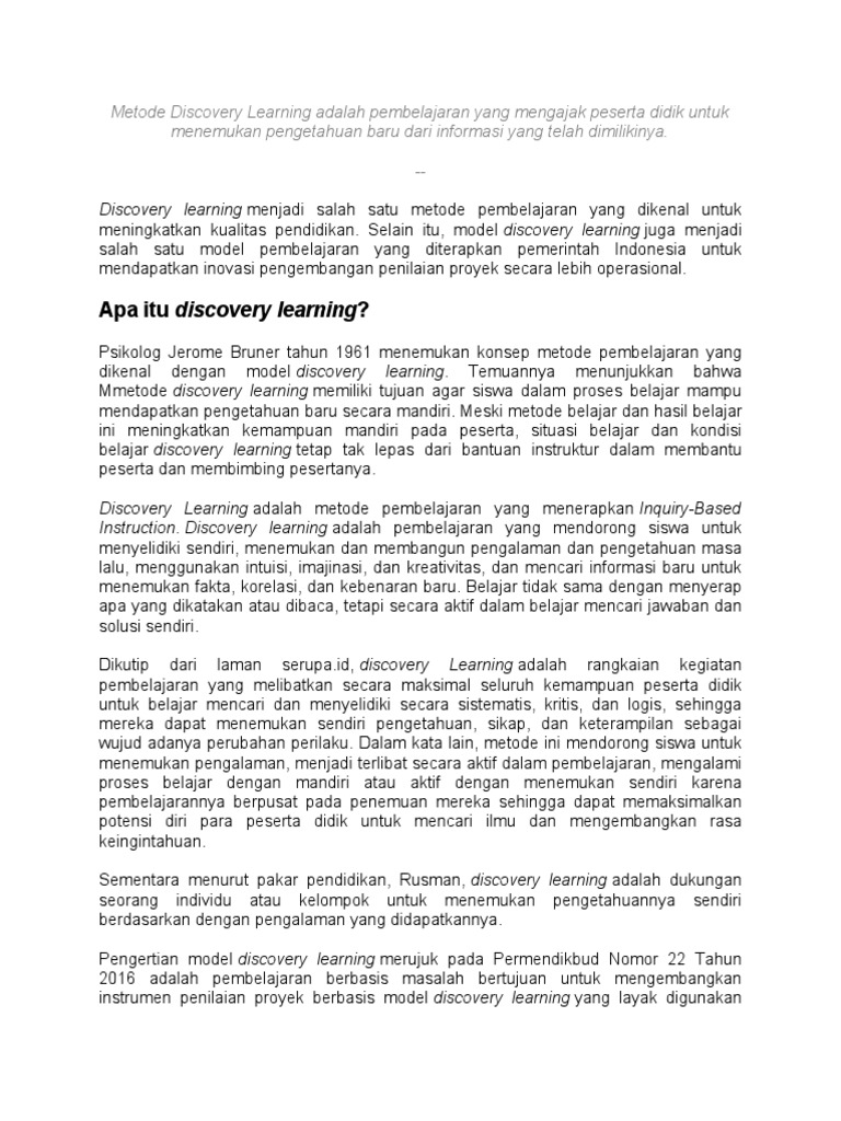 Metode Discovery Learning | PDF