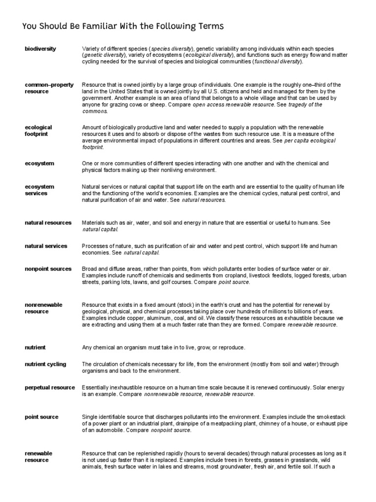 APES - Unit 1 - Ecosystem Vocabulary | PDF