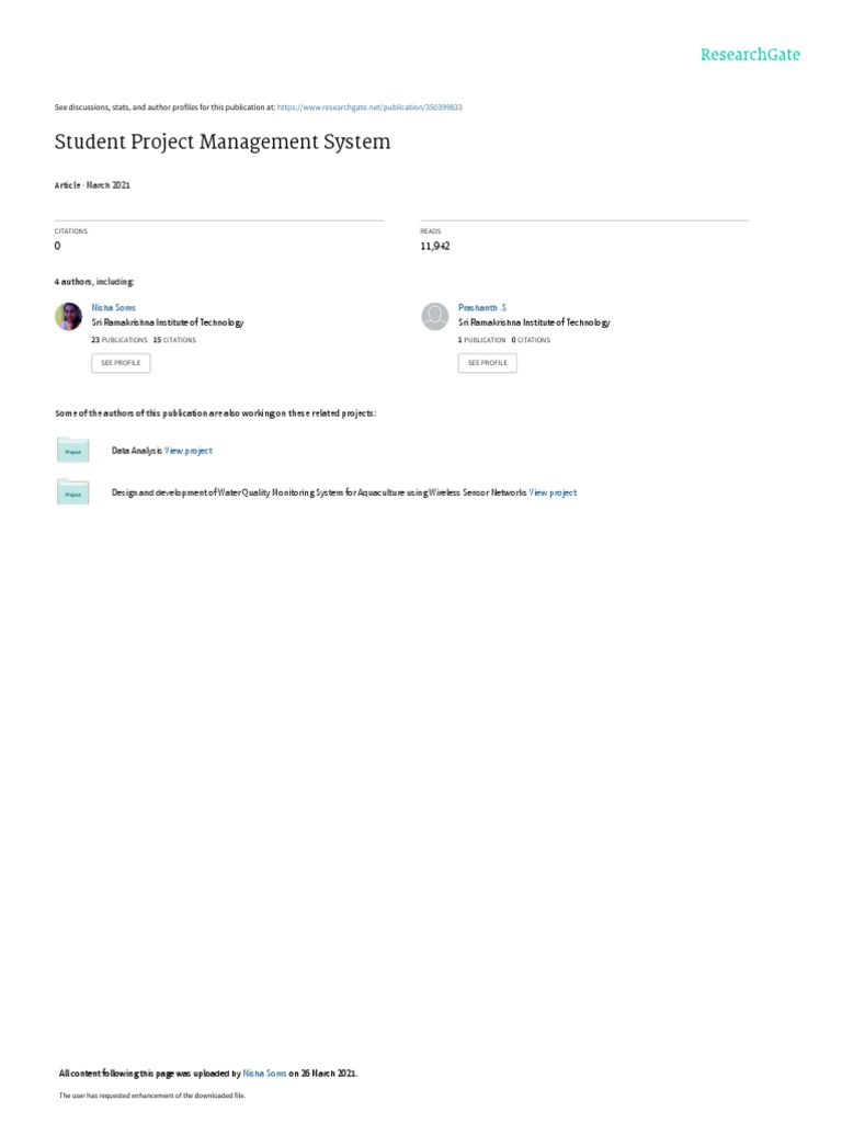 Student Project Management System: March 2021 | PDF | Project ...
