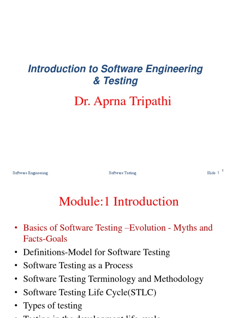 Lecture 1 Software Testing Pdf Software Testing Software Bug 0448