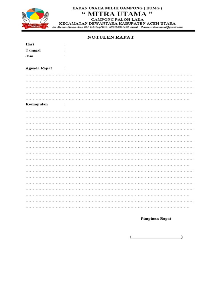 Format Notulen Bumdes | PDF