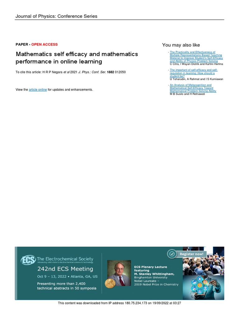 Mathematics Self Efficacy Questionnaire Pdf Self Efficacy