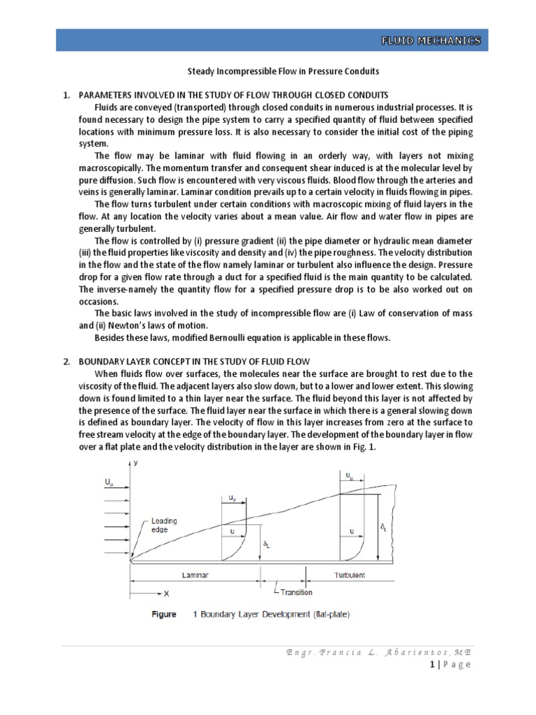 Steady Incompressible Flow in Pressure Conduits | PDF | Fluid Dynamics | Reynolds Number