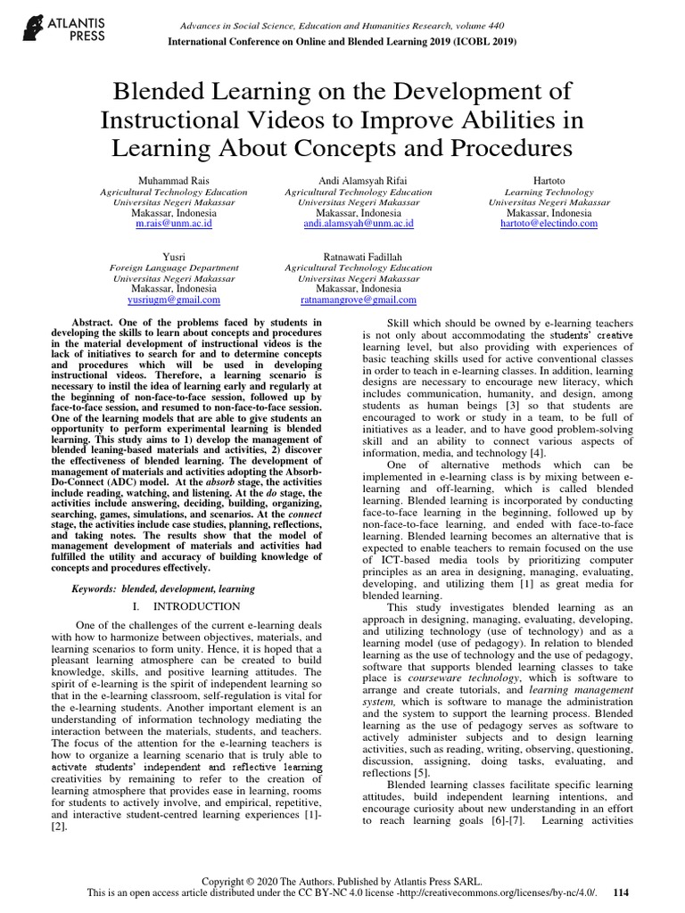 Blended Learning On The Development of Instructional Videos To Improve Abilities in Learning ...