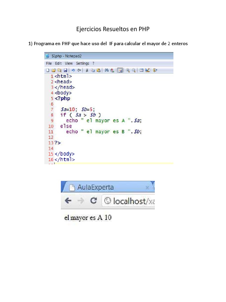 Ejercicios PHP: IF, FOR, Vectores y Formularios | PDF | Métodos y materiales de enseñanza ...