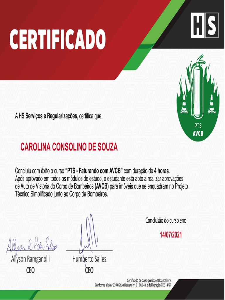 Certificado Avcb | PDF