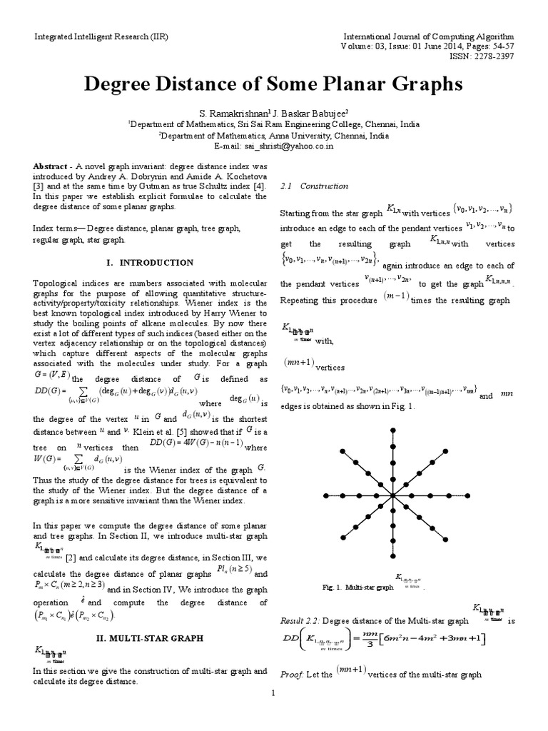 Degree Distance of Some Planar Graphs | PDF | Mathematics | Mathematical Concepts