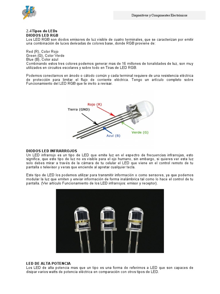 Partes y Tipos de LEDs RGB | PDF | Diodo emisor de luz | Oled