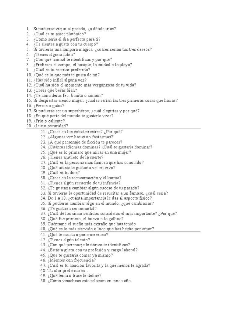 Preguntas | PDF | Amor